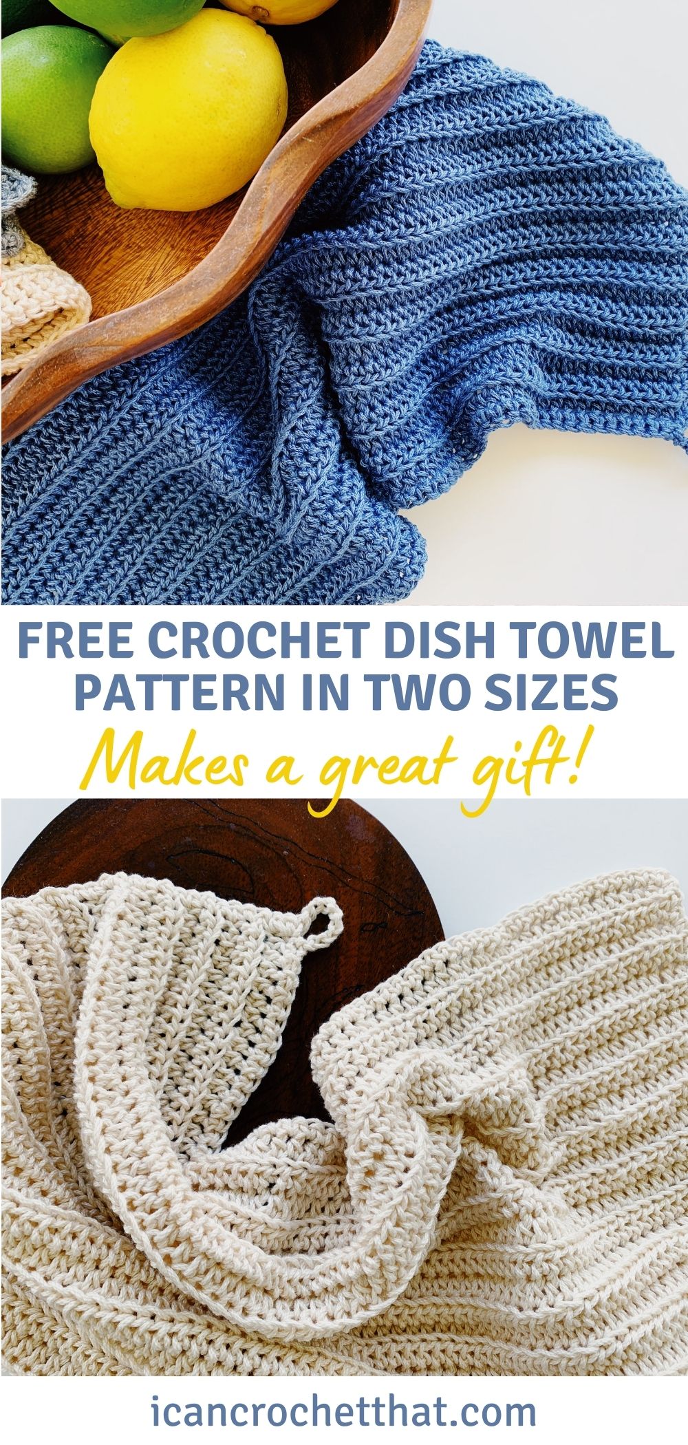 Quick & Easy Crochet Dish Towel Pattern (2 Sizes) - I Can Crochet That