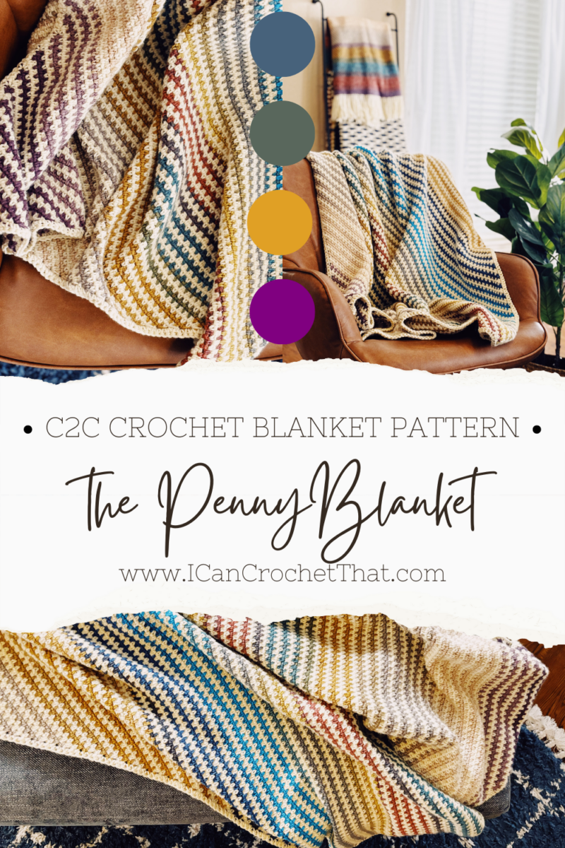 Striped Corner to Corner Crochet Blanket Pattern - The Penny - I Can Crochet That