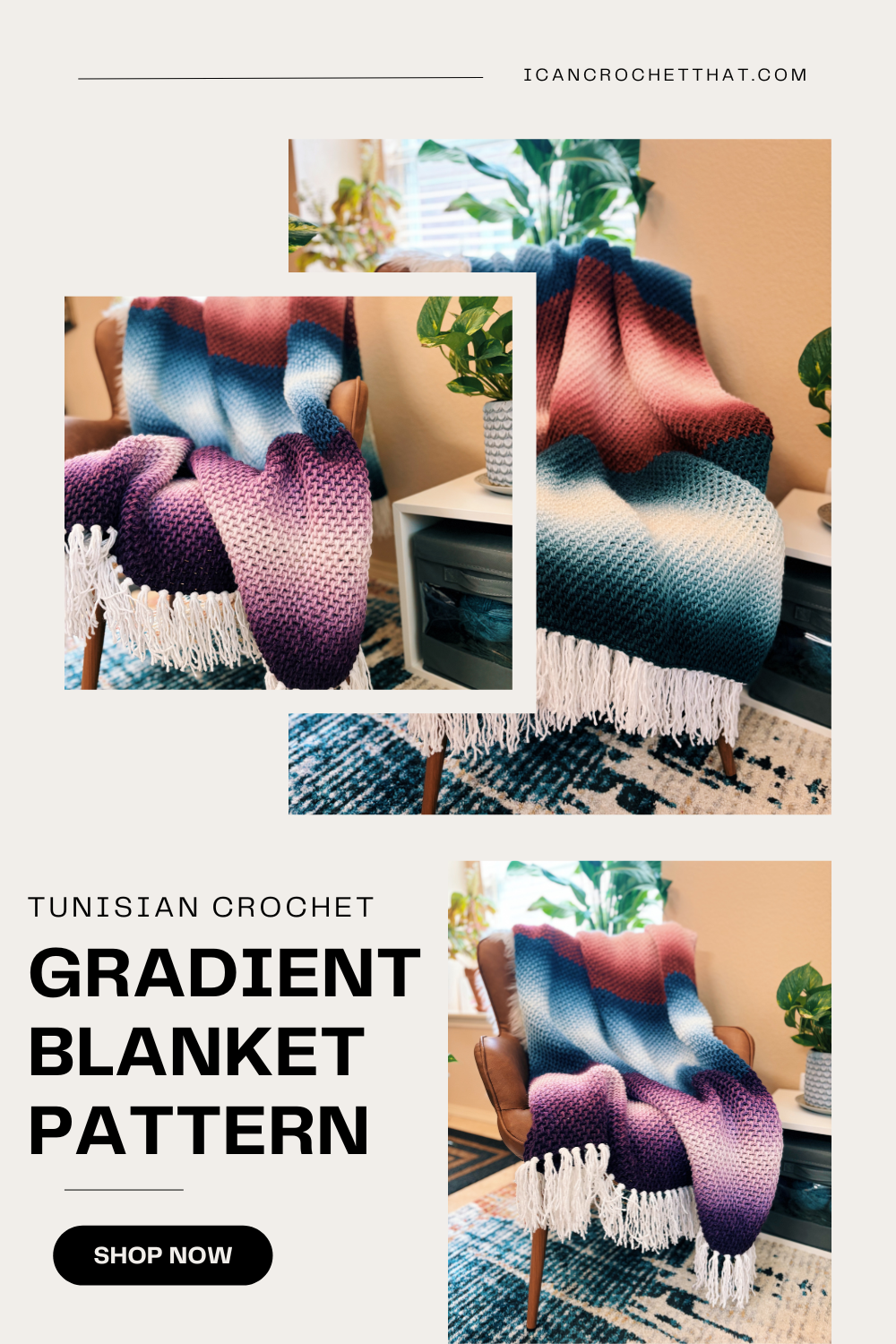 Free Tunisian Crochet Gradient Blanket Pattern - I Can Crochet That