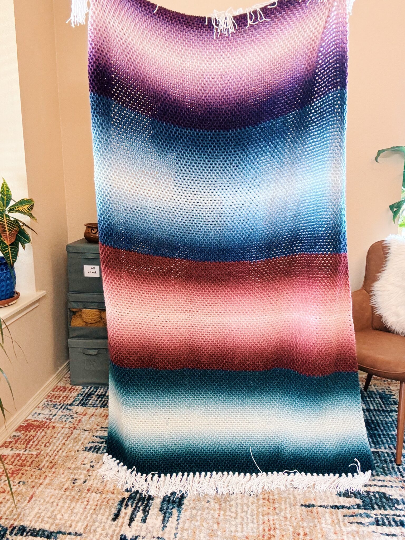 Free Tunisian Crochet Gradient Blanket Pattern - I Can Crochet That