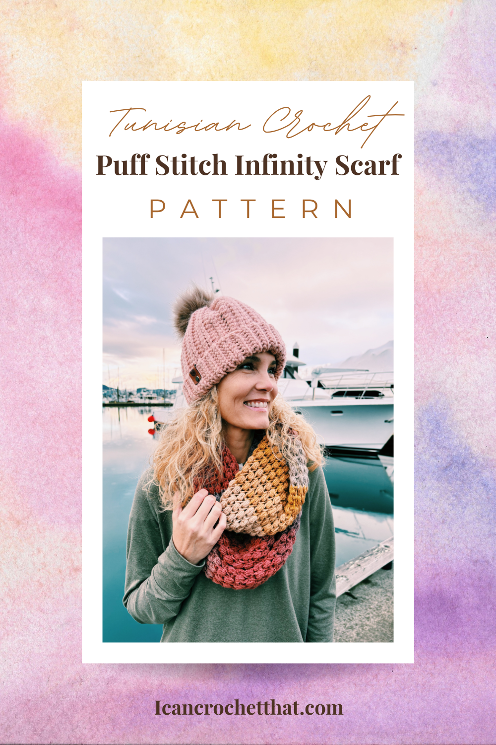 Tunisian Crochet Puff Stitch Infinity Scarf Pattern - I Can Crochet That