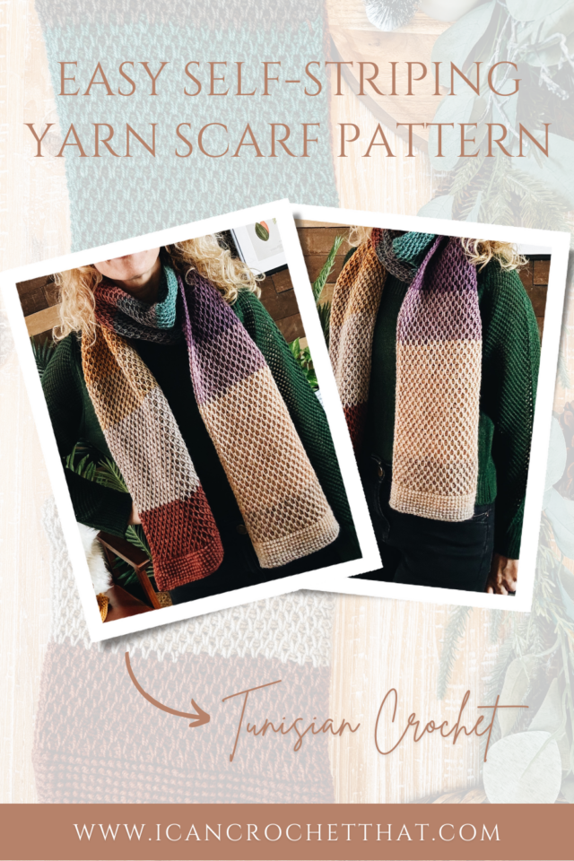 Easy Self-Striping Yarn Tunisian Crochet Scarf Pattern - I Can Crochet That