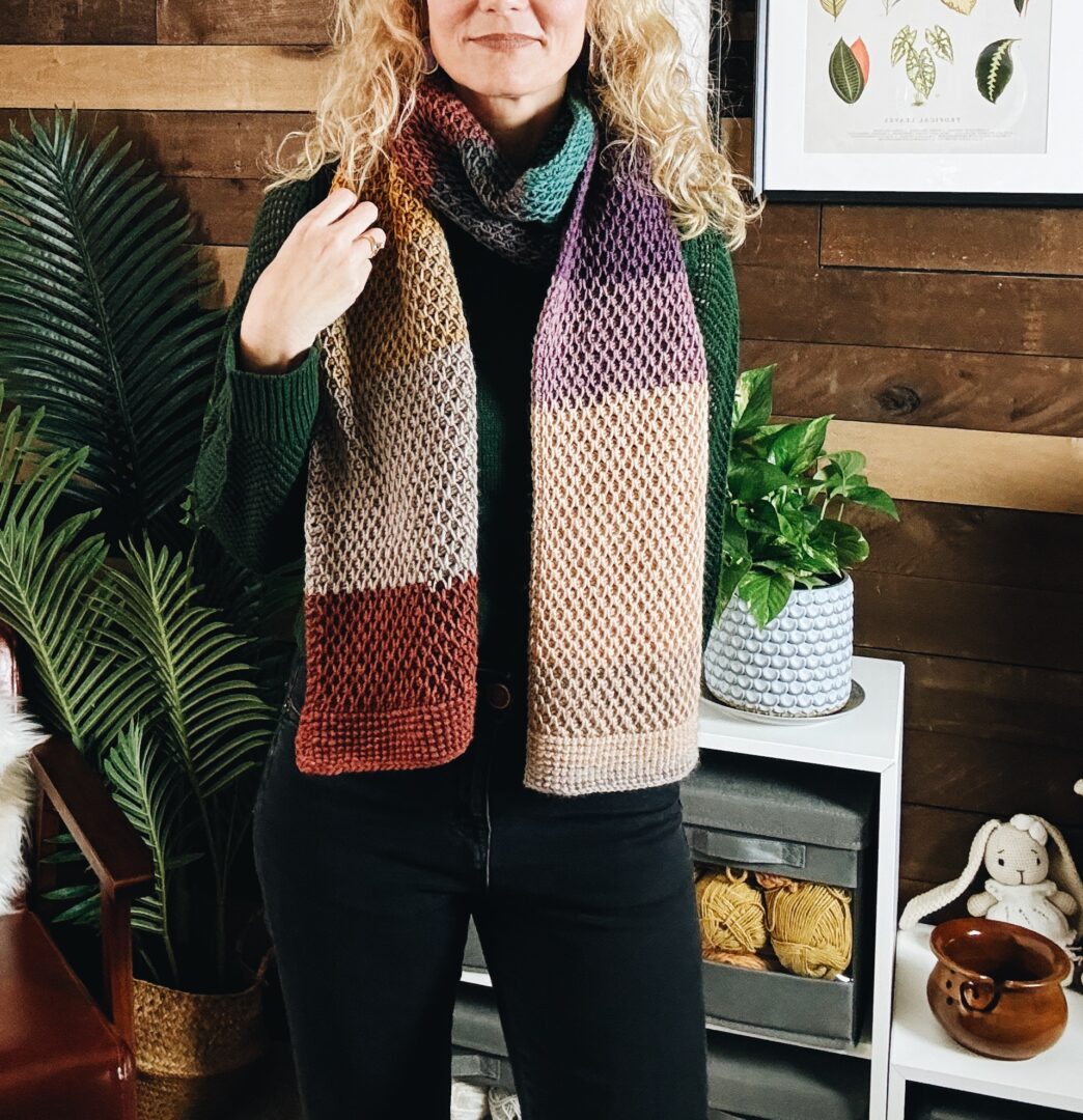 Easy Self-Striping Yarn Tunisian Crochet Scarf Pattern - I Can Crochet That