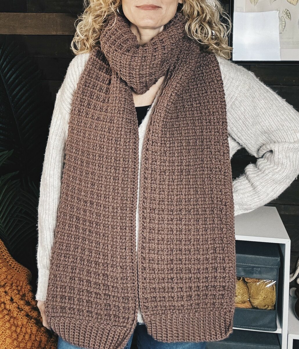 Tunisian Crochet Waffle Stitch Scarf Pattern - I Can Crochet That