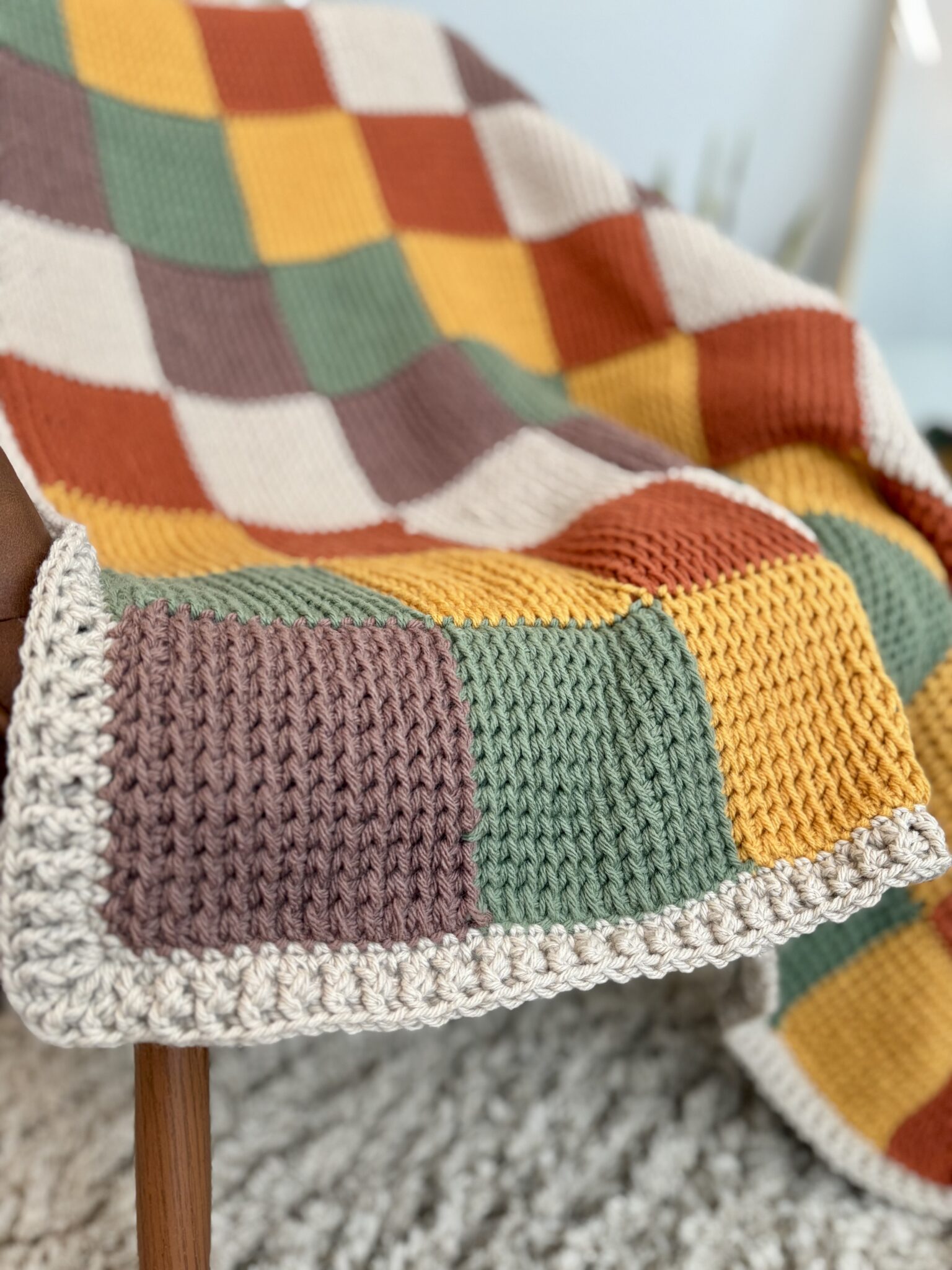 No-Curl Tunisian Crochet Entrelac Blanket Pattern (With Video) - I Can Crochet That